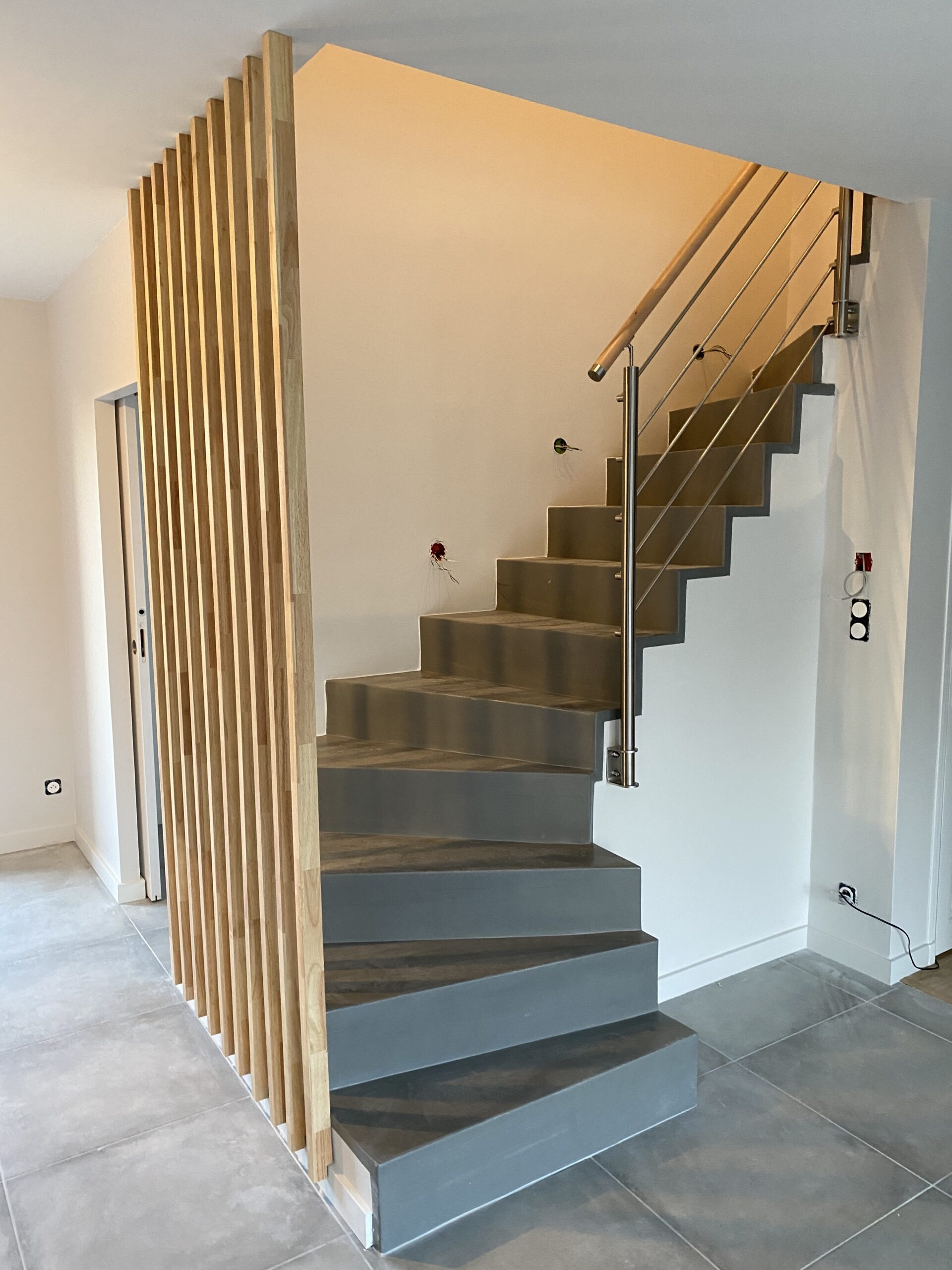 Garde-corps en bois d'un escalier - Scal'in garde Corps